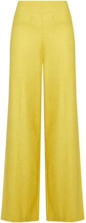 Simona Corsellini Femme, Pantalons, Jaune, Taille: 40 FR Pantalon large en tissu luxueux
