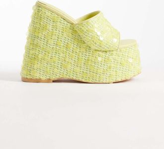 Azalea Wang Azalea Wang - Betsey - Sandales compens&eacute;es &agrave; sequins - Jaune