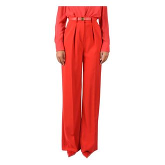 Elisabetta Franchi Pantalon large - Femme - Pantalons - Rouge - Taille: 38 FR