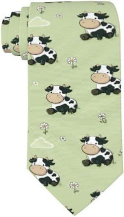 Generic Vache Aux Fleurs Blanches Cravates Hommes Polyvalente Cravate Homme Élégante Cravates Pour Travail Affaires Fêtes