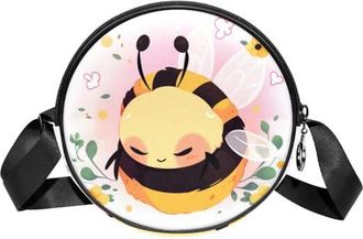 Generic Petit sac &agrave; bandouli&egrave;re Circle pour femme, petit sac &agrave; bandouli&egrave;re avec fermeture &eacute;clair, bretelles r&eacute;glables, sac &agrave; main rond d&eacute;contract&eacute; pour femmes