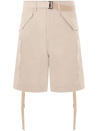 sacai short cargo à taille ceinturée - Tons neutres
