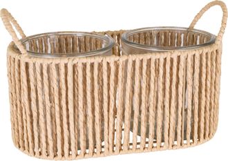 Matches 21 Pflanzgefäß Beige 24 x 14 x 17 cm mit 2 Glaseinsätzen - Blumentöpfe für Deko & Pflanzen