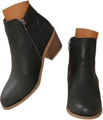 Generic Bottines pour femme &agrave; talon bas et &eacute;pais confortables - Pour lautomne - Bottines basses, 1 9, 42 EU