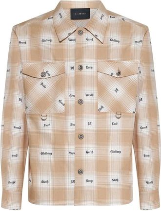 John Richmond Homme, Chemises, Beige, Taille: XL Camicia motivo grafico e dettagli strutturati