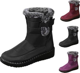 Generic Bottes de neige dhiver pour homme et femme avec doublure en fourrure chaude, antid&eacute;rapantes et confortables, bottes mi-mollet &eacute;paisses thermiques pelu