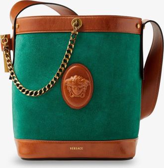 Versace Pivot suede bucket bag - VERSACE - gender_Woman