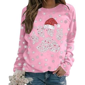 Generic Sweat-Shirt sans Capuche pour Femmes - Design thématique à col Rond Manches Longues imprimé Festif vêtement de Sport Confortable et Polyvalent pour Le