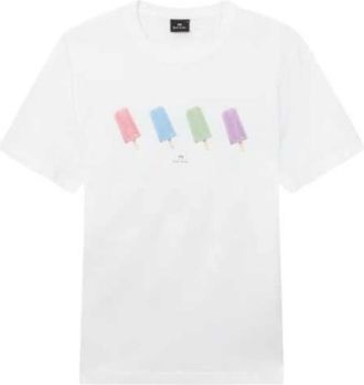 Paul Smith Homme, Tops, Blanc, Taille: XL T-shirt Motif Cr&egrave;me Glac&eacute;e