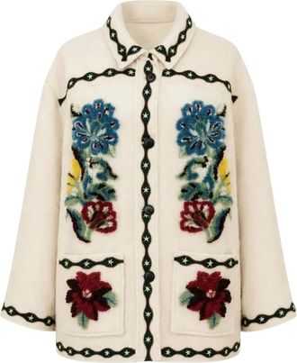 Farm Rio Farm Rio - Manteau court boh&egrave;me lunaire - Femme - Vestes - Beige - Taille: 36 FR