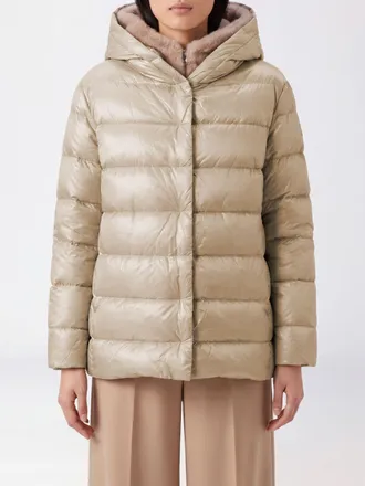 Herno Doudoune en nylon d&eacute;perlant avec capuche en shearling