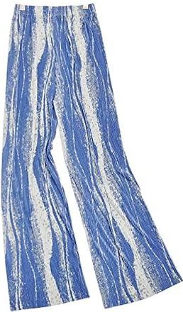 Generic Pantalon long pour femme imprim&eacute; ample, taille haute, droite, jambe large, pantalon &agrave; motifs, yoga, course, poids l&eacute;ger, style urbain, BU1, taille uni