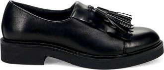 Sangiorgio Slip on femme Slip on pompons en cuir noir - D622 Noir ABRAS&Eacute; - Taille 37, Noir, 39 EU