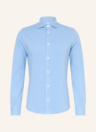 Fedeli Fedeli Piqu&eacute;-Hemd Stelve Slim Fit blau