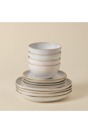 Costa Nova Kombiservice Eivissa, Creme, Wei&szlig; Hochglanz, Keramik, 12-teilig, 670 ml, Handmade in Europe, Essen & Trinken, Geschirr, Geschirr-Sets, Kombiservice