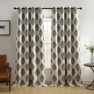 Elrene Home Fashions Navara Medallion Room Darkening Window Curtain Panel, 52 x 95 (1, Black