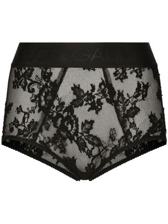 Dolce & Gabbana culotte en dentelle à taille haute - Noir