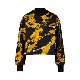 Versace Jeans Couture Bedruckter Pullover mit G&uuml;rtel - - Sweatshirts & Hoodies - Damen - Schwarzk - 2XS