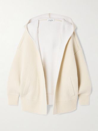 Alaia Cardigan Oversize &Agrave; Capuche En Laine M&eacute;lang&eacute;e - Cr&egrave;me