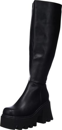 Lamoda Damen Ready Wide Fit Knee High Boot, Black Pu, 36 EU