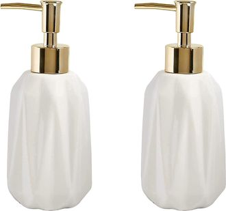 grounds 2X Keramik Seifenspender 10 Oz Handseifenspender mit Pumpe Nachf&uuml;llbare Fl&uuml;ssige Sp&uuml;lmittel und Lotion f&uuml;r Badezimmer ()