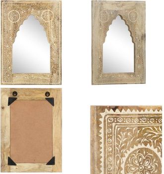 vidaXL Vidaxl - Spiegel Handbemalt 40 x 55 cm Massivholz Mango - Vintage Spiegel - Wandspiegel - Wohnzimmerdeko - Badspiegel - Mangoholz Spiegel - Home &