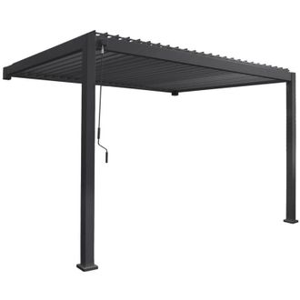Sweeek Pergola bioclimatique aluminium anthracite adoss&eacute;e lames orientables 4x3m Triomphe
