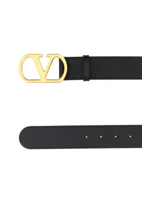 Valentino Garavani Mens Vlogo Belt Black Calf Leather