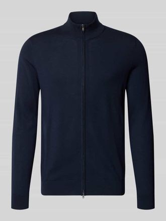 Profuomo Regular Fit Strickjacke aus reiner Baumwolle mit Stehkragen