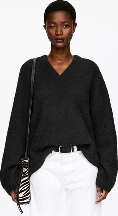 Arket V-Pullover Aus Alpakawolle Und Wolle -Schwarz