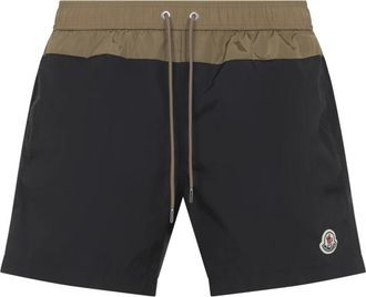 Moncler Homme, Maillots de bain, Noir, Taille: XL Logo Patch Swim Shorts