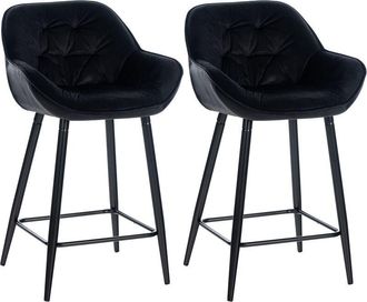Clp Ensemble de 2 tabourets de bar noirs Gibson, velours