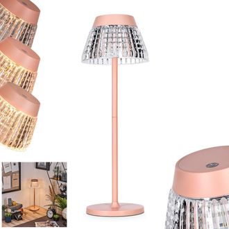 HOFSTEIN LED Tischleuchte Macos, dimmbare Tischlampe aus Metall/Kunststoff in Rosa/Klar, verstellbare Leseleuchte mit Touchdimmer, Höhe 38 cm, 1 Watt, 100 Lume