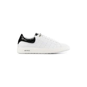 Hip Wei&szlig;e Ledersneaker mit Schwarzen Akzenten - - Shoes - Damen - Wei&szlig; - 37 EU