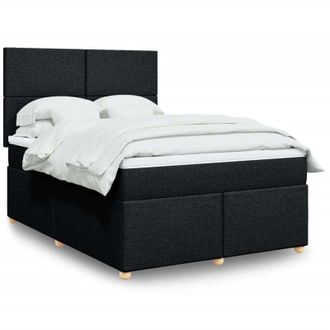 vidaXL Boxspringbett mit Matratze Schwarz 160x200 cm Stoff Vidaxl