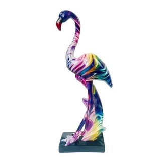 Generic Figurines de flamants roses - Sculpture dornement de flamants roses | Statues de flamant en r&eacute;sine graffiti - Statue de flamant color&eacute;e pour d&eacute;coratio