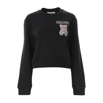 Moschino Cropped Teddy Jewel Sweatshirt - - Sweatshirts & Hoodies - Damen - Schwarzk - XL