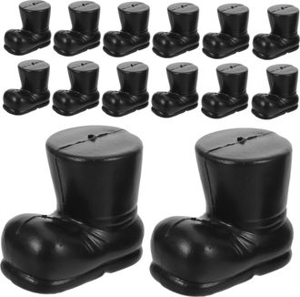 Cabilock 20stücke Miniatur-weihnachtsmannstiefel Für Tischdekoration Puppenhaus-Accessoires Winzige Schwarze Schuhmodelle Für Weihnachtsdeko Mini-puppenstiefel