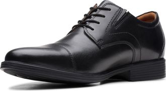 Clarks Herren Whiddon Cap Oxford, Schwarzes Leder, 41.5 EU Weit