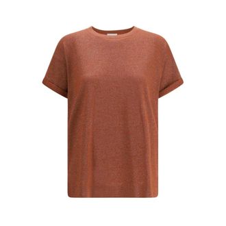 Brunello Cucinelli Femme, Tops, Brun, Taille: 42 FR T-Shirt en nylon multicolore