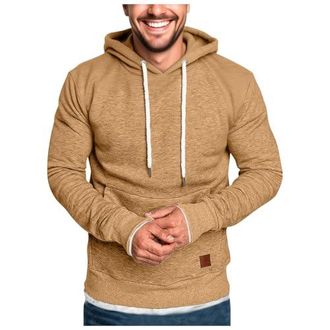 Generic Sweat &agrave; capuche pour homme - Manches longues - En polaire - D&eacute;contract&eacute; - Couleur unie - Coupe droite - Confortable - Sweat &agrave; capuche ample - Printemp