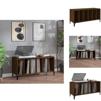 vidaXL Plattenschrank Braun Eichen-Optik 100x38x48 cm Holzwerkstoff - Plattenspeicher - Vinylregal - HiFi Regal - Holzschreibtisch - Sideboard