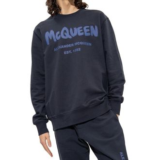 Alexander McQueen Mens Blue Cotton Sweatshirt Clothing