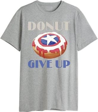 MARVEL « Donut Give Up » MEMARCOTS248 T-Shirt Homme, Gris Melange, Taille L