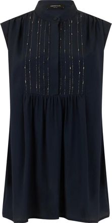 Fabiana Filippi Femme, Tops, Noir, Taille: 40 FR Blouse sans Manches avec Broderie de Bijoux