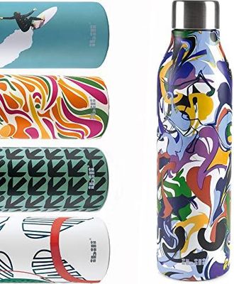 Ibili Thermokanne mit Doppelwand Swirl, 500 ml, Edelstahl 18/10, wiederverwendbar, zufällige Farbe