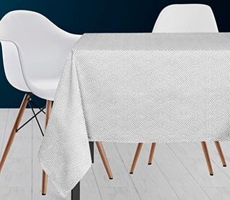 Soleil d'Ocre Paon Nappe Anti-tâches Rectangle, Polyester, Blanc, 140x240 cm