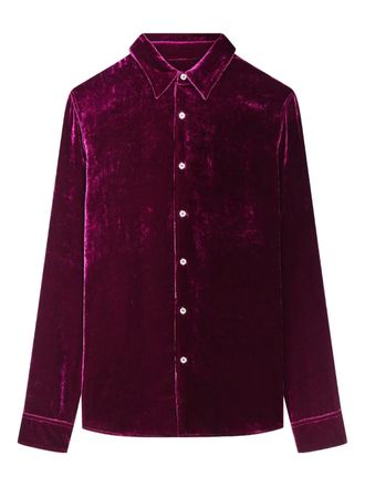 Dries Van Noten Hemd aus Samt - Violett