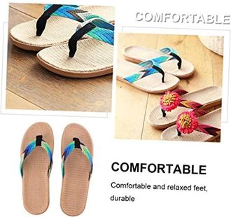 Frcolor Sandales Tongs Antidérapantes Lin Tressé pour Couple Chaussures de Plage Décontractées Vertes Confort et Facile à Enfiler pour Usage
