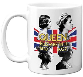 Stuff4 Tasse commémorative de la reine Elizabeth II - Souvenir de la reine Elizabeth II Union Jack - Cadeaux commémoratifs royaux, souvenirs souvenirs, tasse